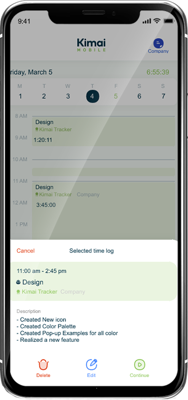 Kimai Mobile - time tracking app for multi-project work