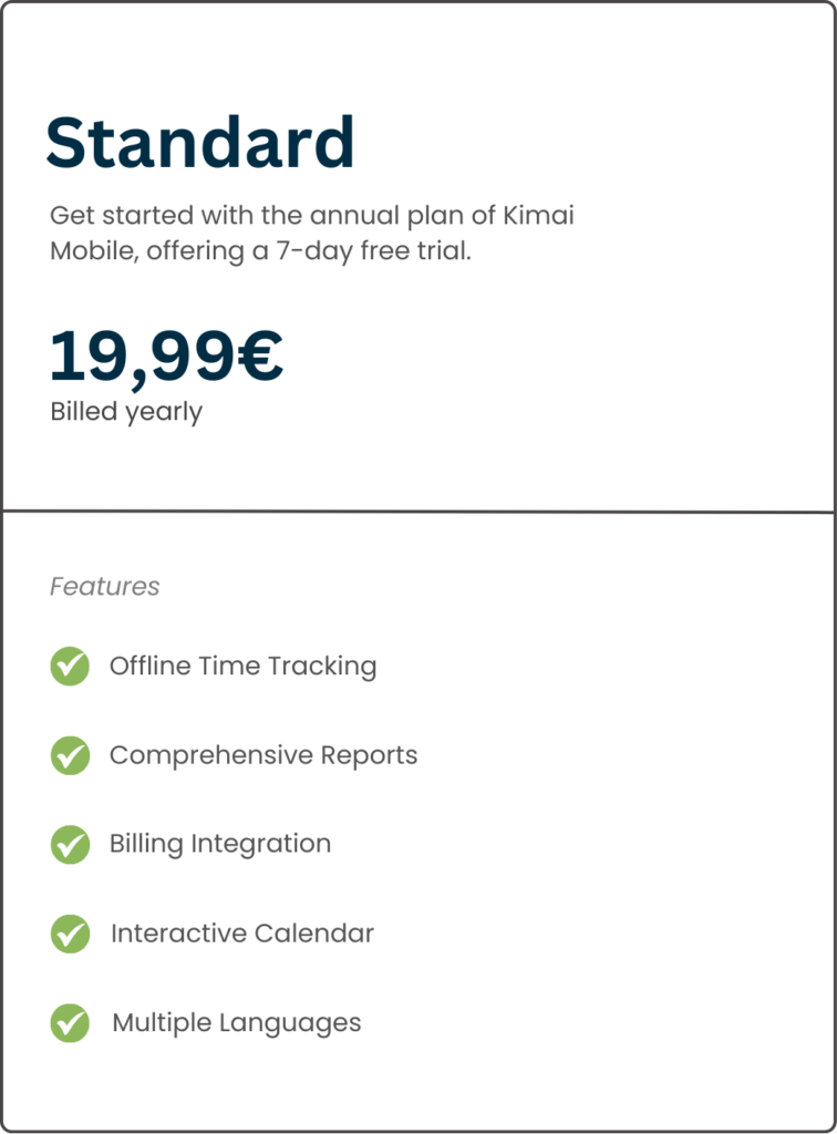 Pricing Plans | Kimai Mobile